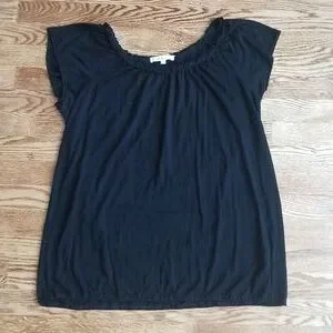 cleo | Tops | L Cleo Rayon Blend Ruffle Neckline Flowy And Feminine Top ...